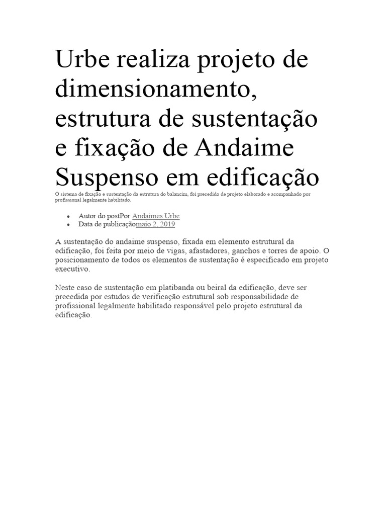 Urbe Realiza Projeto de Dimensionamento | PDF | Viga