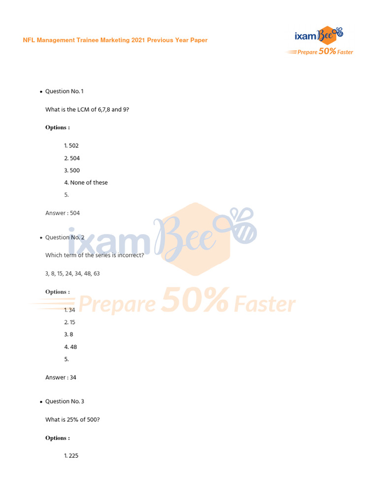 NFL Management Trainee Exam Questions | PDF | Agriculture | Gene