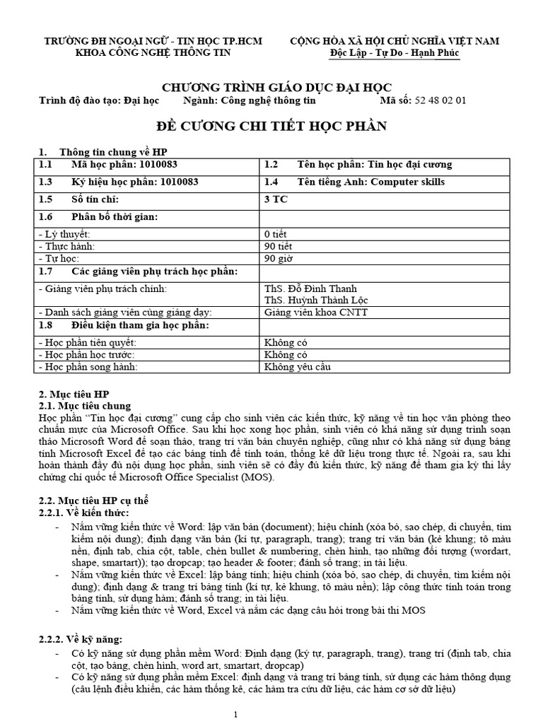 de Cuong Tin Hoc Dai Cuong (Computer Skills), V2.0, - 12 Tuan - 26-9 ...
