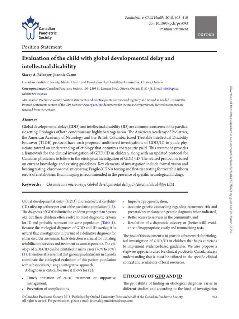 2018 - Evaluation of The Child With Global Developmental Delay and ... 2018 - Evaluation of The Child With Global Developmental Delay and ...