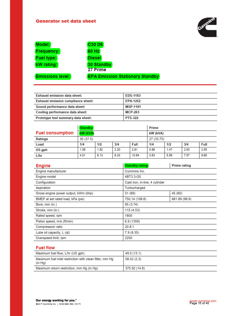 New Cummins C30D6 Data Sheet | PDF | Relay | Battery Charger