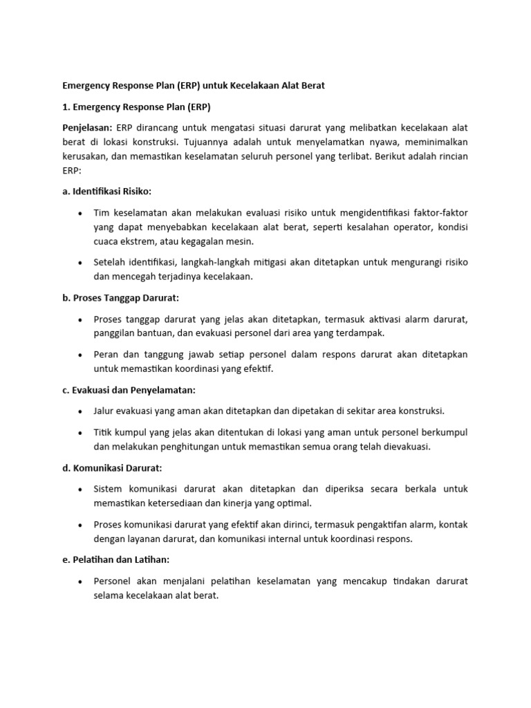 Rencana Tanggap Darurat Kecelakaan Alat Berat | PDF
