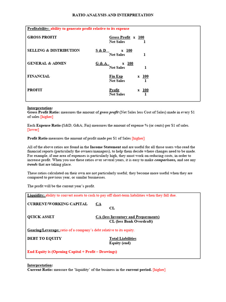 Ratio Formulas (With Explanations) | PDF | Leverage (Finance) | Equity ...