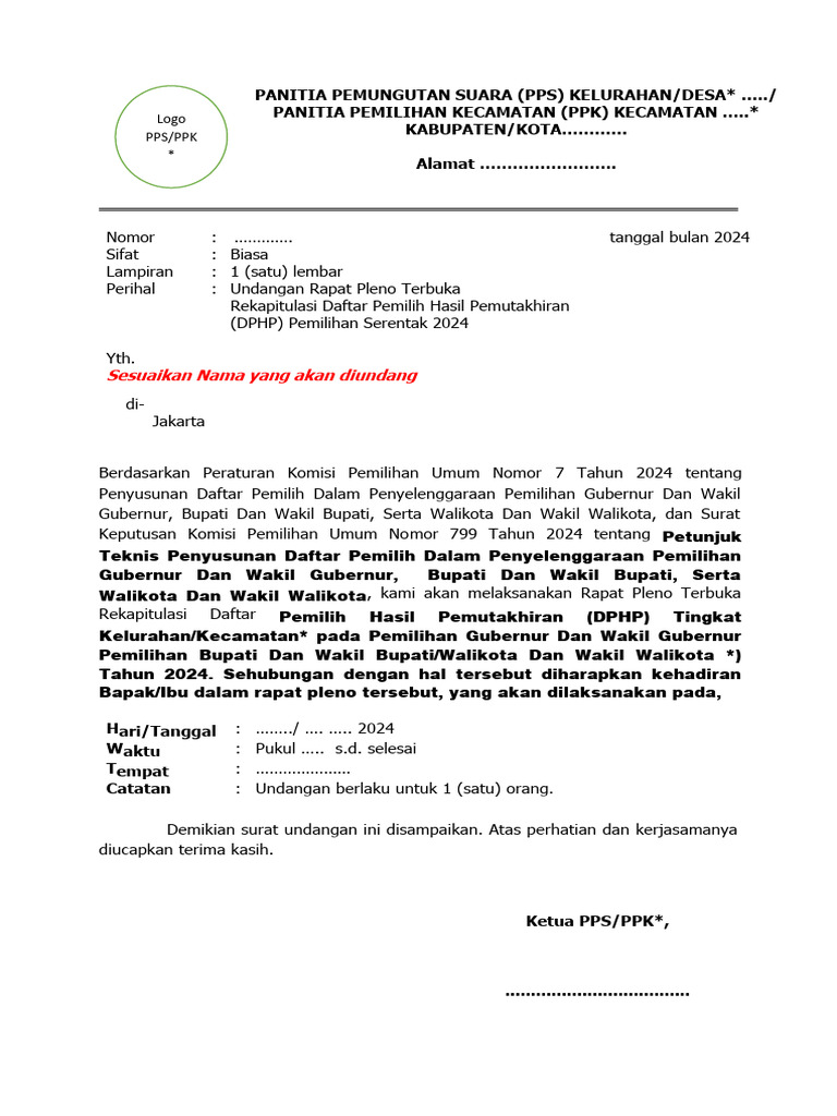 03 Draft Undangan DPHP Pps - PPK | PDF