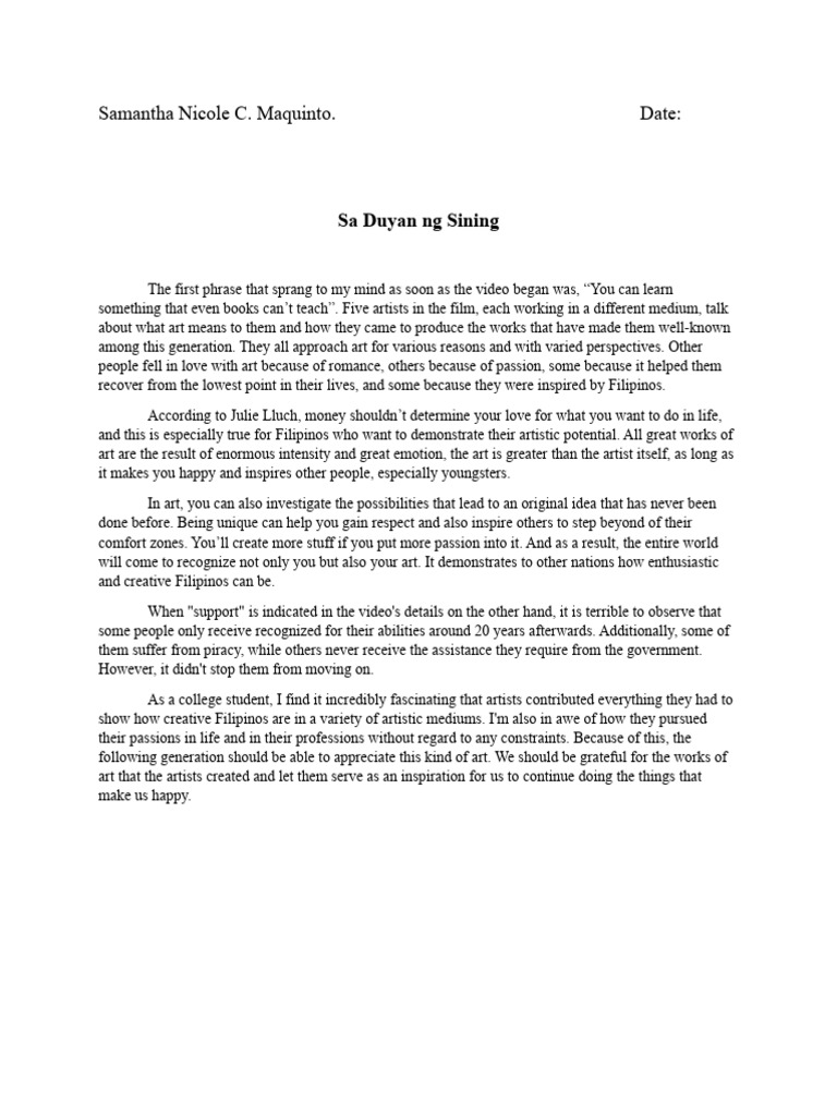 Sa Duyan NG Sining | PDF | Cognitive Science | Psychology