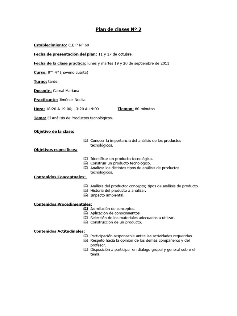 Plan de Clases #3 | PDF