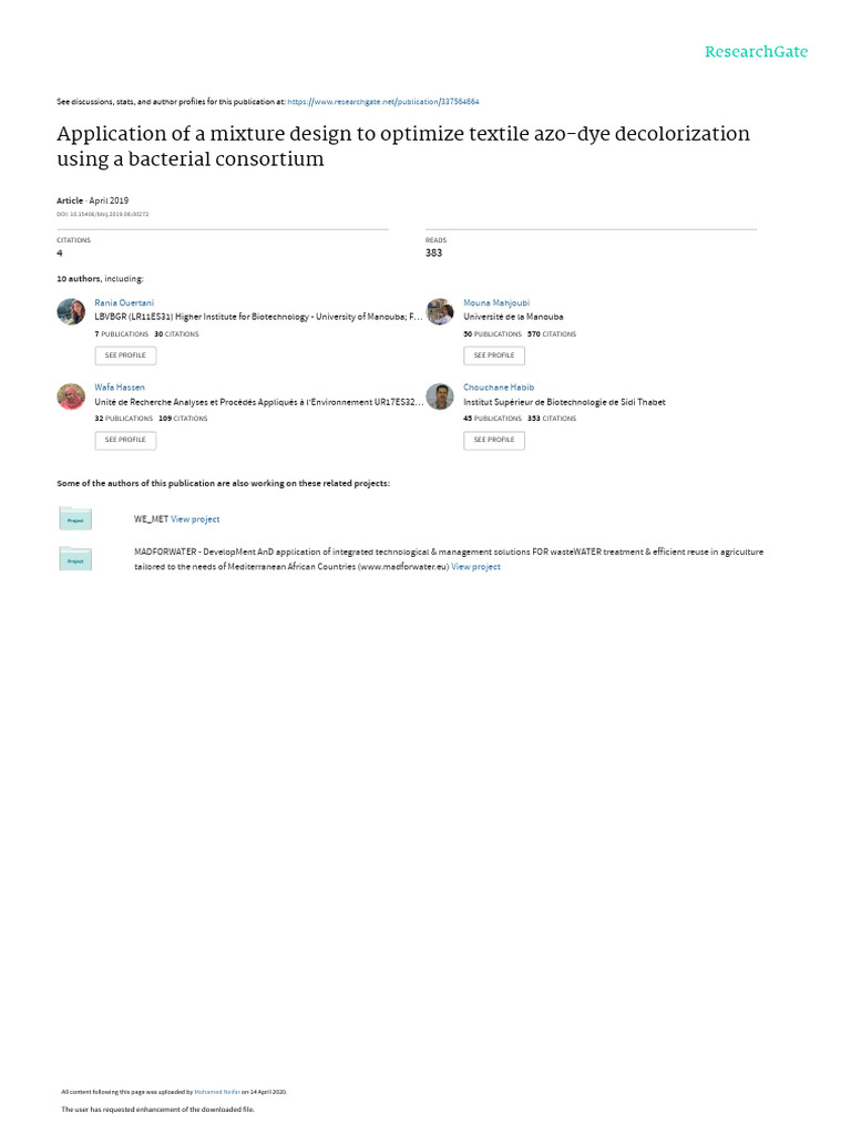 Application of A Mixture Design To Optimize Textil | PDF | Dye | Regression Analysis