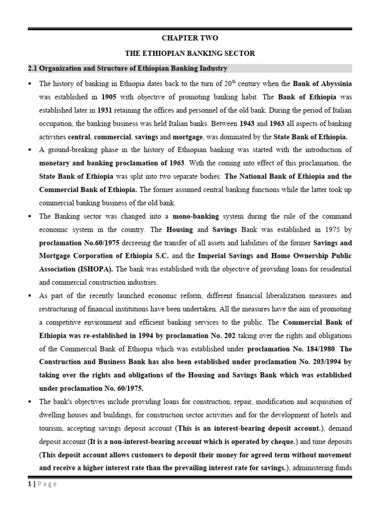 Ethiopian Banking Sector Overview | PDF | Microfinance | Banks