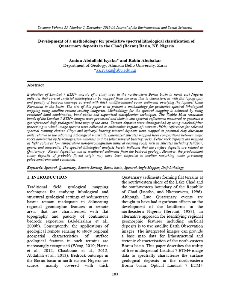 Development of A Methodology For Predictive Spectral Lithological ...