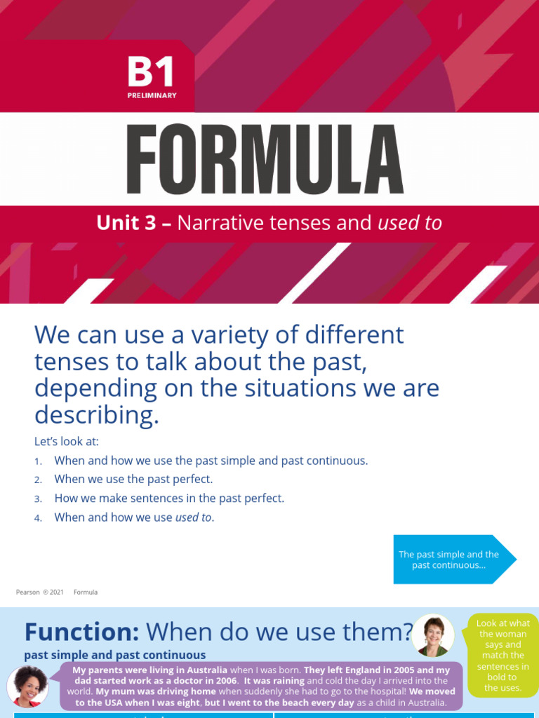 Formula Grammar PPT B1 U3 | PDF | Verb | Semantic Units