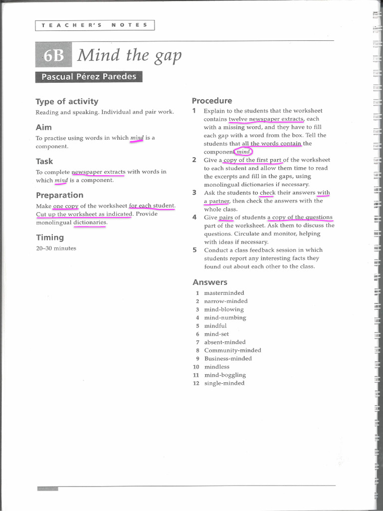 Mind The Gap - Activity | PDF