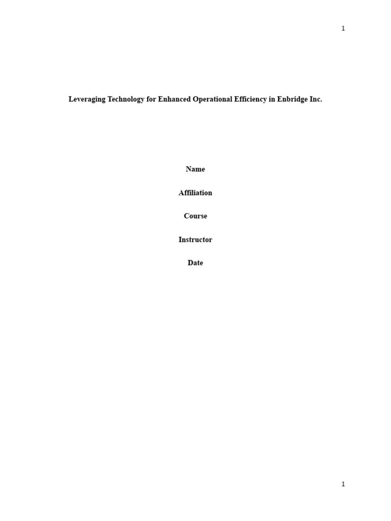 Leveraging Technology For Enhanced Operational Efficiency in Enbridge ...