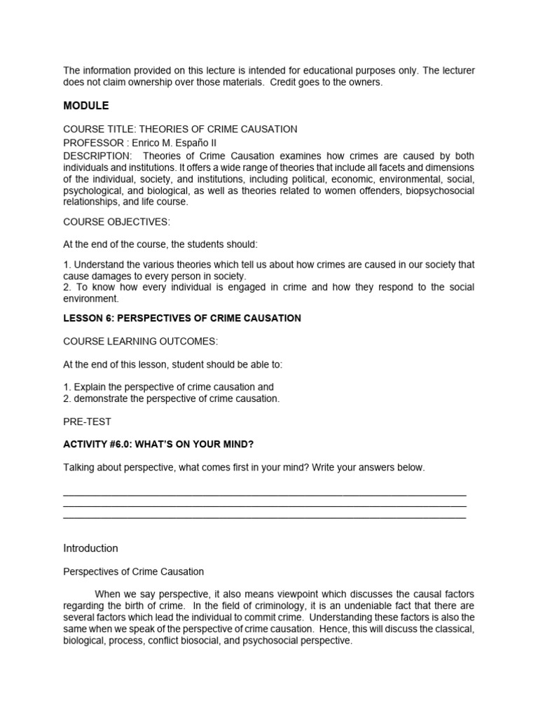 Mod TCC L6 | PDF | Twin | Crimes