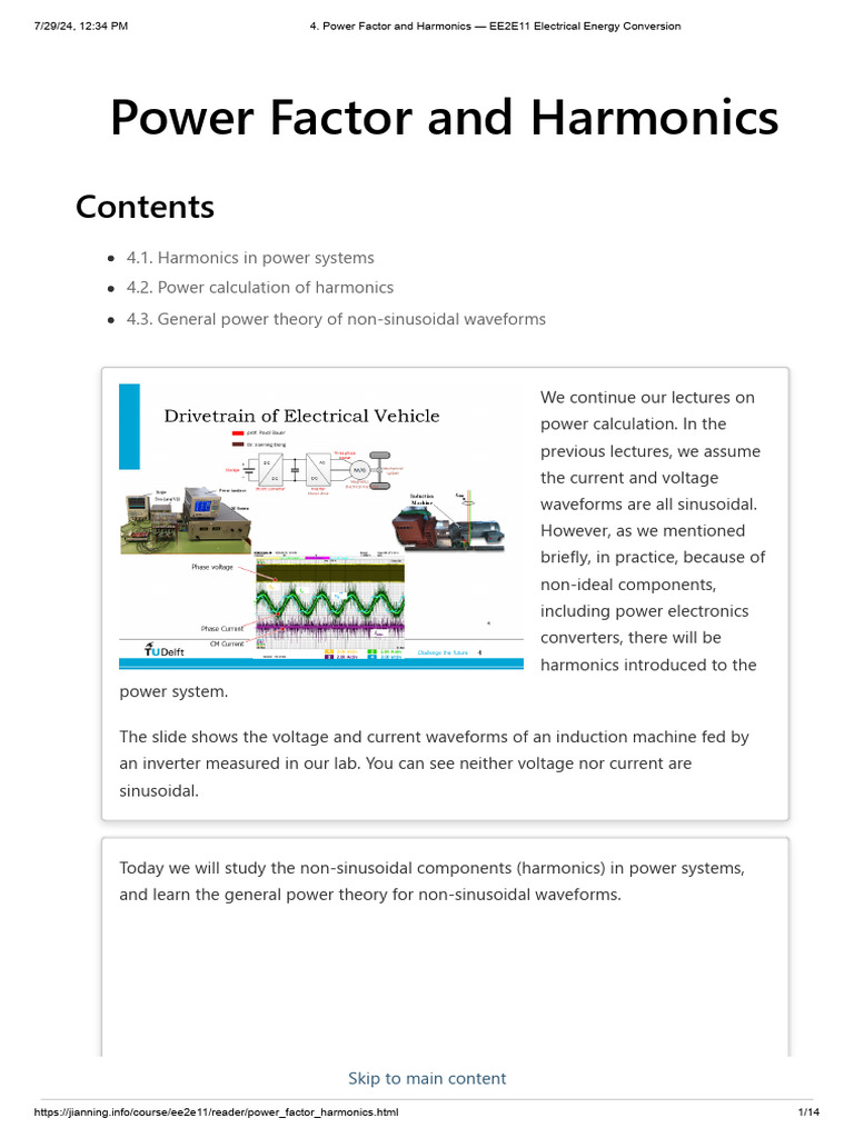 Power Factor and Harmonics - EE2E11 Electrical Energy Conversion | PDF | Root Mean Square ...