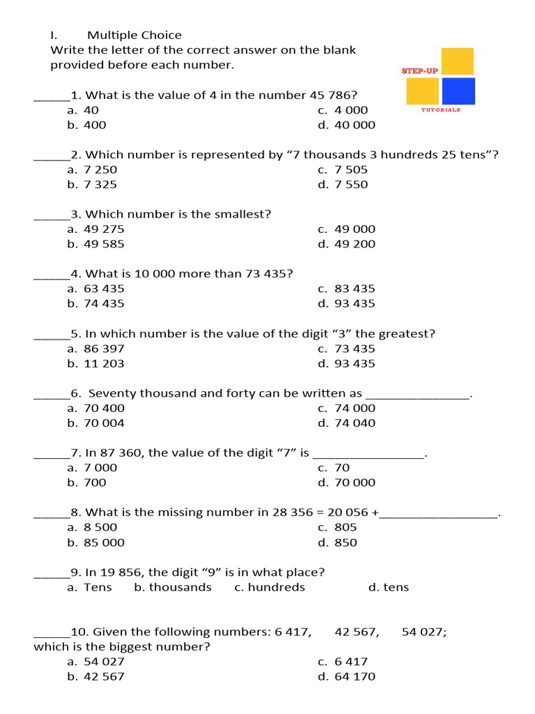 Su Worksheet - Numbers To 100000 | PDF | Teaching Methods & Materials ...