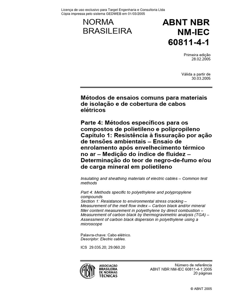 NBR NM Iec 60811-4-1 | PDF | Temperatura | Polietileno