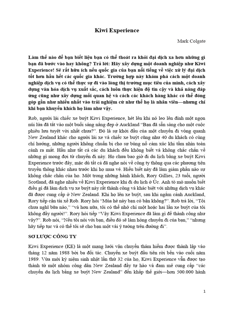 Trải nghiệm Kiwi | PDF