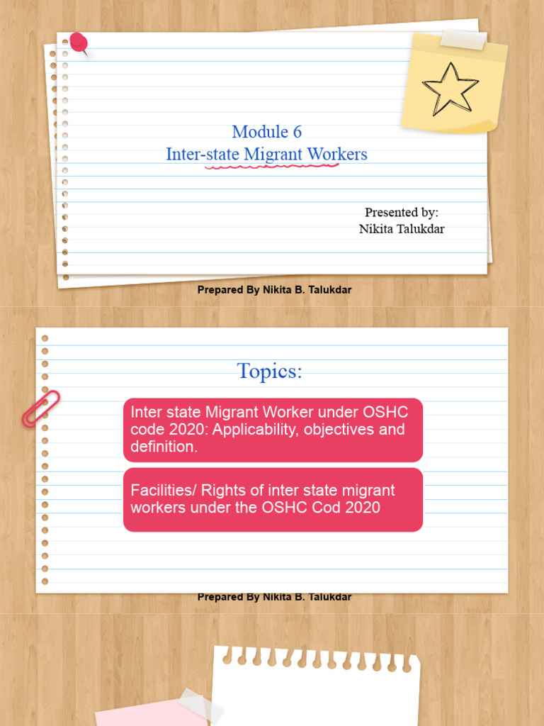 Inter State Migrant Workrs UNIT 6 | PDF | Employment | Migrant Worker