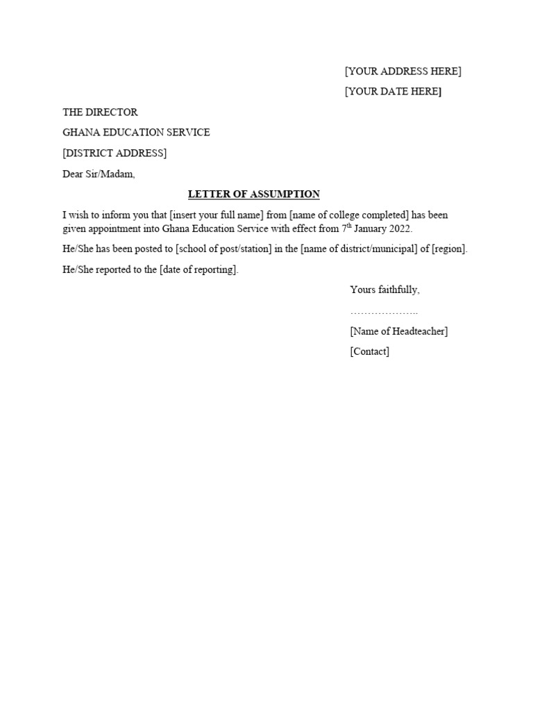 Assumption Letter Ges Mcgregorinri | PDF