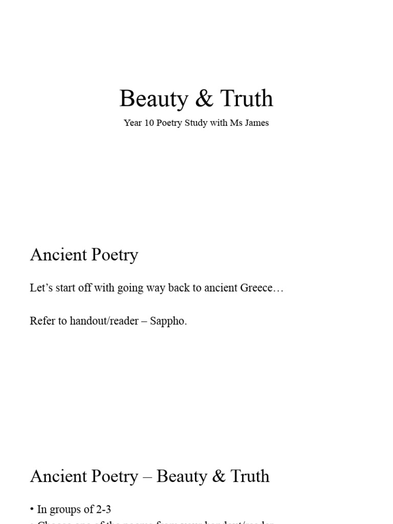 Y10 - RJ - Beauty & Truth Poetry Unit | PDF | Poetry | Romanticism