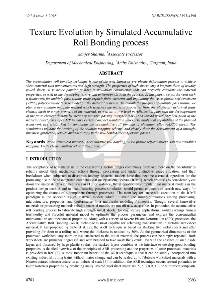 Texture - Evolution - by - Simulated - Accumulative - Roll - Bonding - Process - SANJEEV Sharma ...