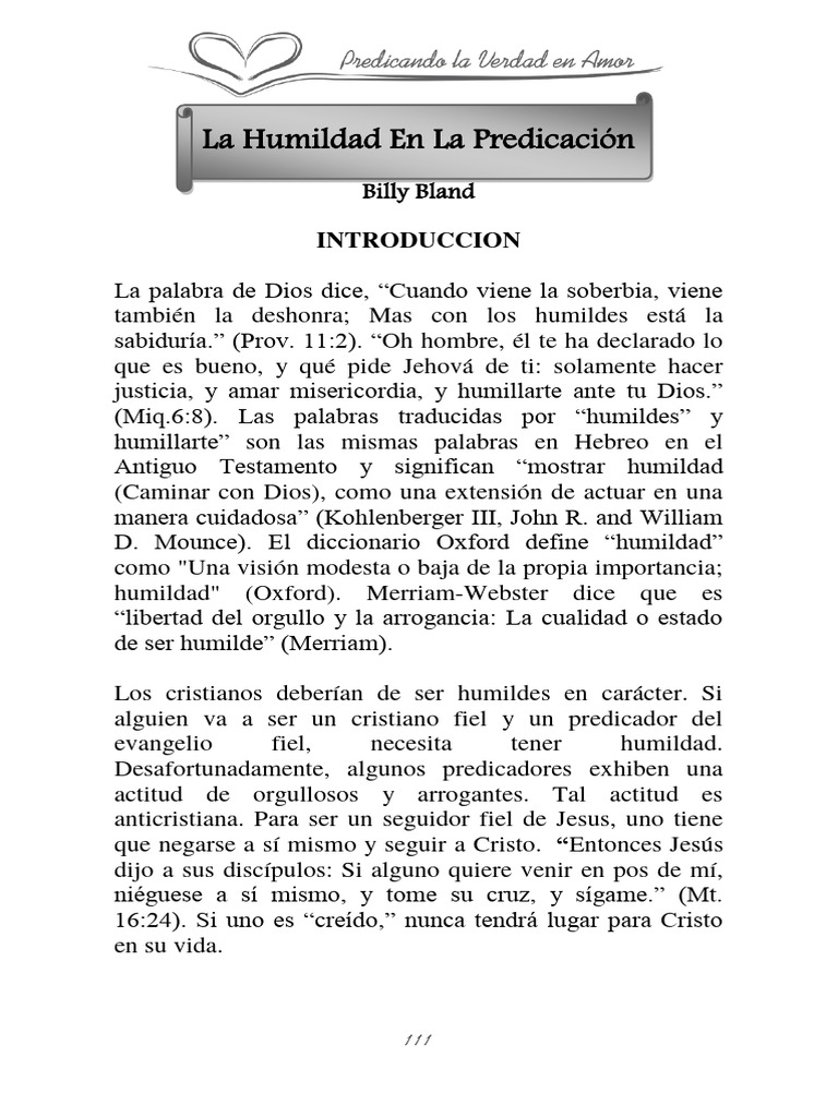 Lectura Adicional - La Humildad en La Predicacion | PDF | Jesús | Juan ...