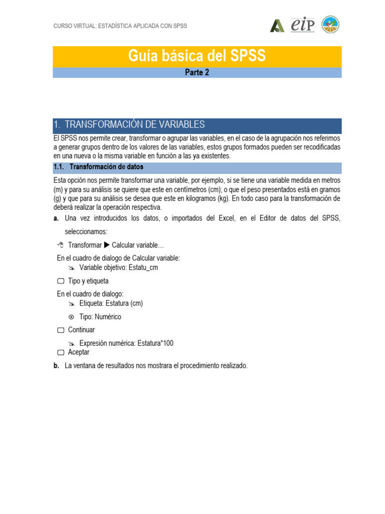 Guia Basica Del SPSS Parte 2 | PDF | Spss | Estadísticas