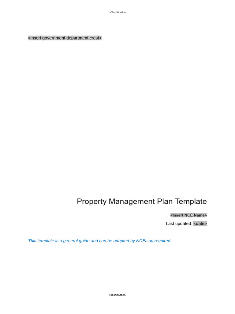RMG500 Property Management Plan Template | PDF | Risk | Lease
