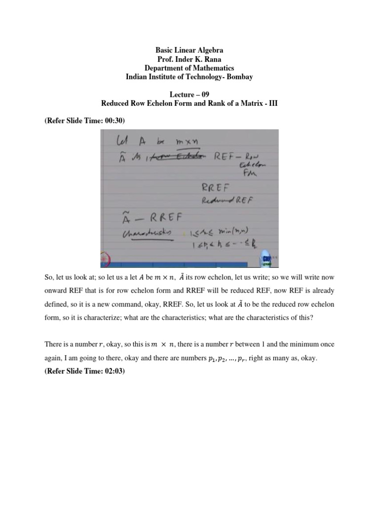 Lec 9 | PDF | Matrix (Mathematics) | Applied Mathematics