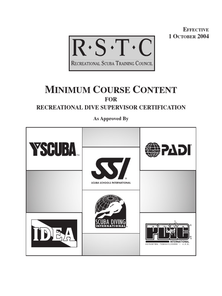 Recreational Dive Supervisor Course Standards | PDF | Scuba Diving ...