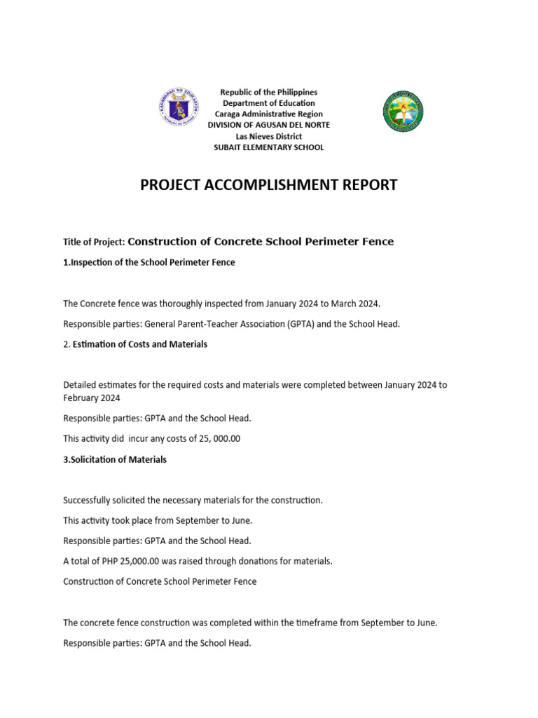 Project Accomplishment Report | PDF | Public Services | Social Programs