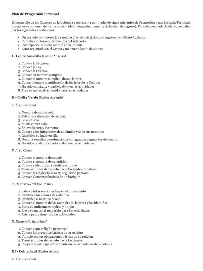 Plan de Progresion Personal | PDF