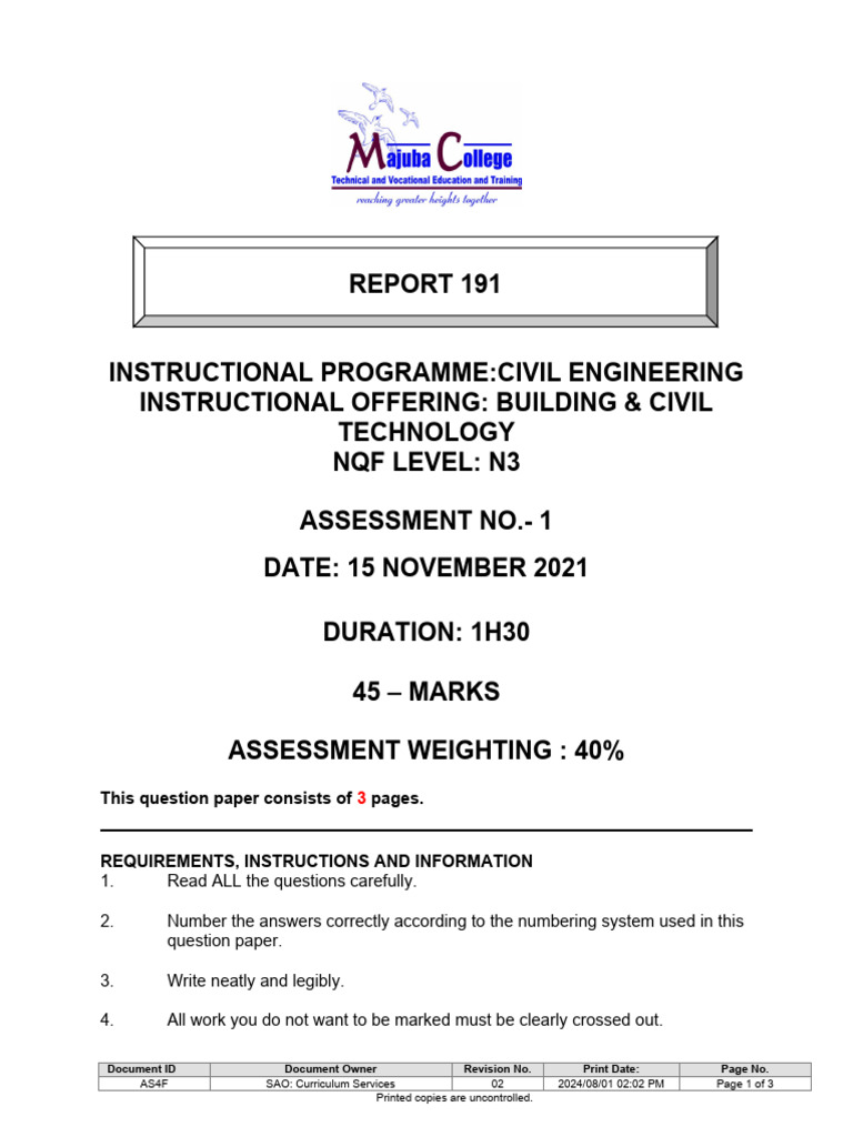 BCT N3 Test 1 For 3RD Block | PDF | Concrete