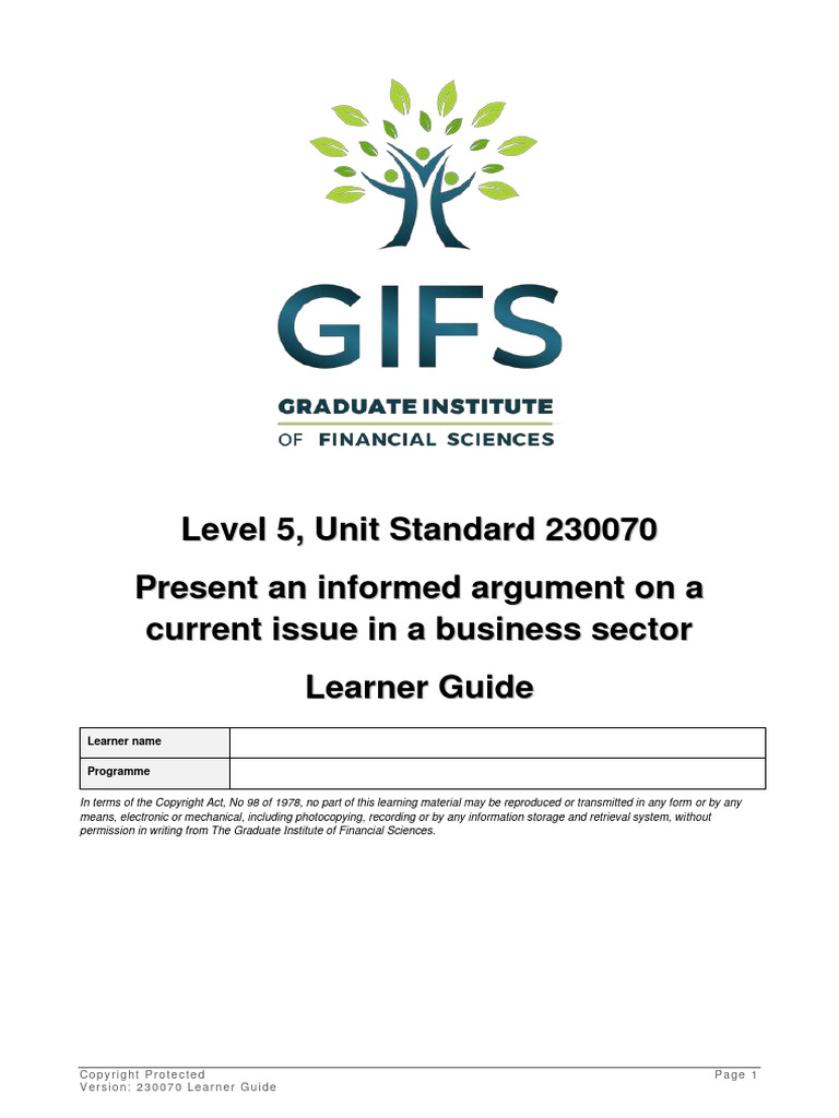 Learner Guide | PDF | Learning | Argument