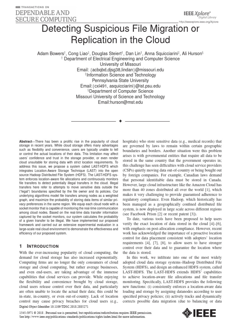 Detecting Suspicious File Migration or Replication in The Cloud | PDF | Apache Hadoop | Cloud ...