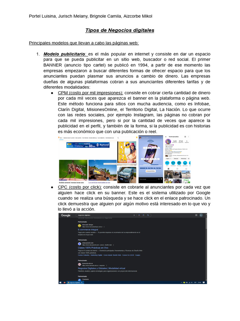 Tipos de Negocios Digitales y Modelos | PDF | Bitcoin | Internet