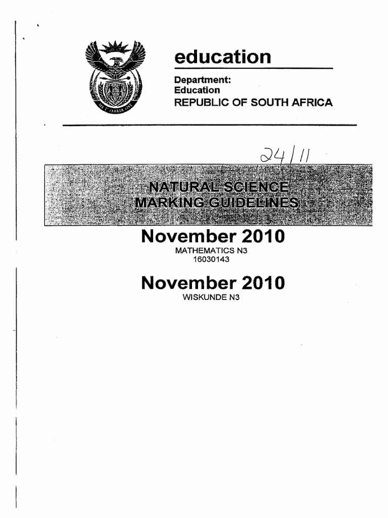 2010 Nov n3 Maths Memo | PDF