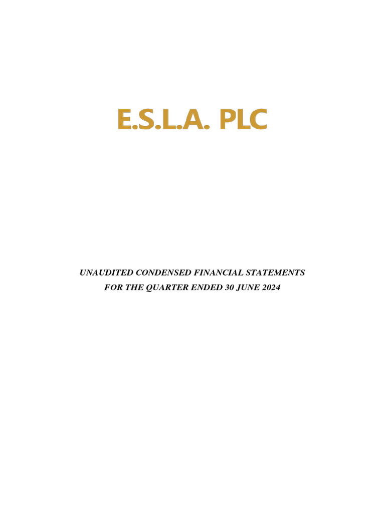 E.S.L.A. PLC Q2 2024 Financial Statements | PDF | Financial Statement ...