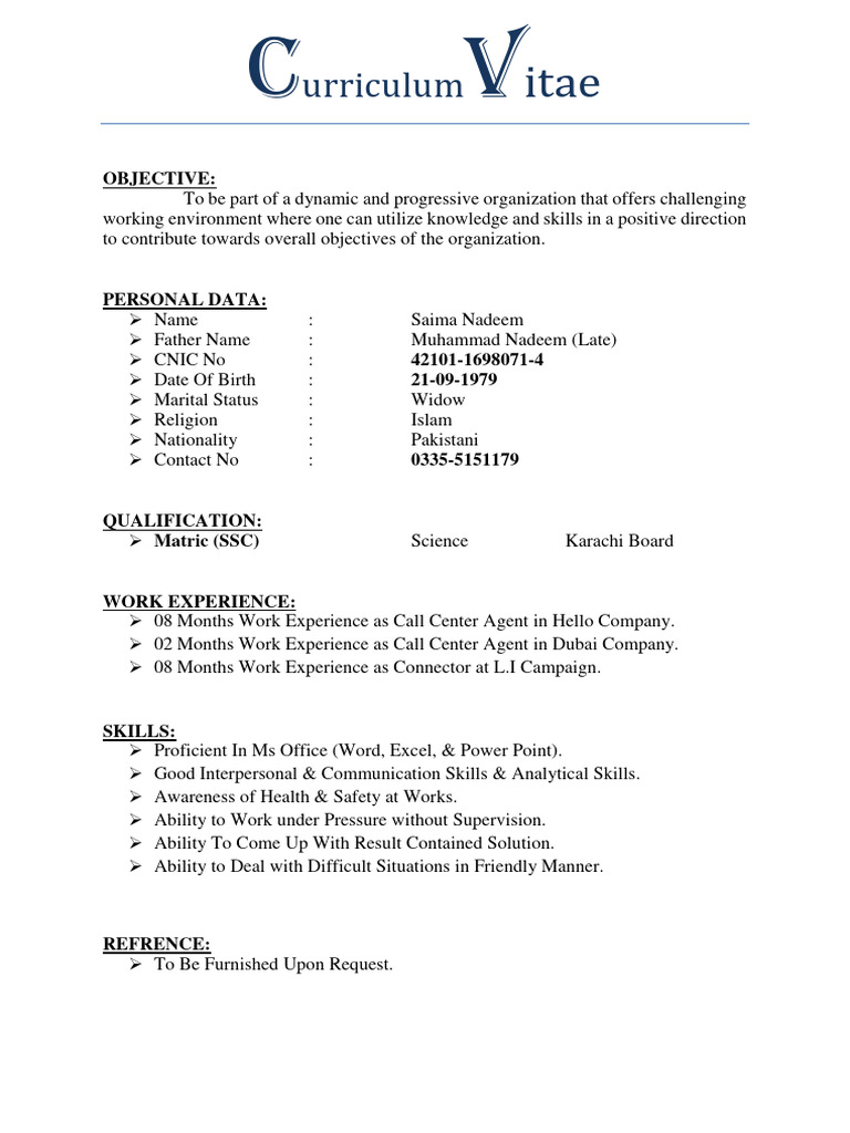 Saima Nadeem - CV | PDF | Career & Growth | Business