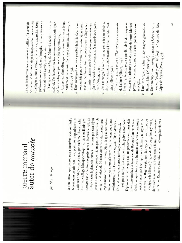 BORGES, Jorge Luis. Pierre Menard, Autor Do Quixote. | PDF