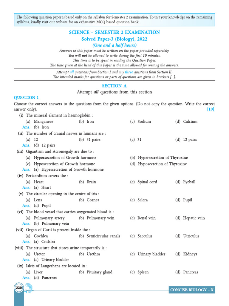 Biology X 2022 Paper Pdf