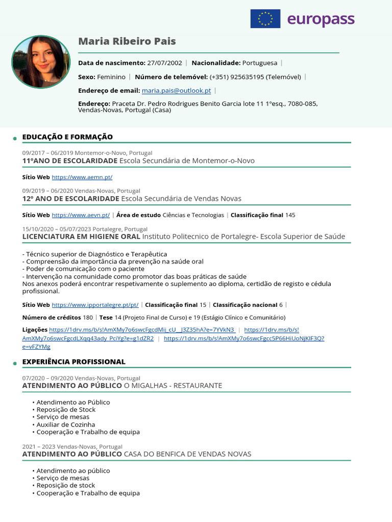Curriculum Vitae de Maria Ribeiro Pais | PDF | Psicologia | Portugal