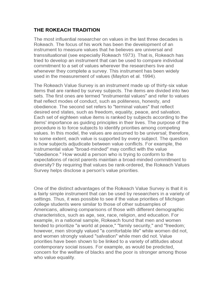 The Rokeach Tradition | PDF | Attitude (Psychology) | Cognition