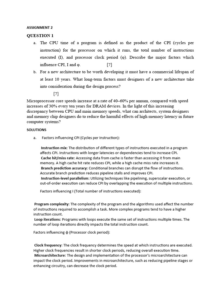 Assignment 2 | PDF | Central Processing Unit | Computer Architecture