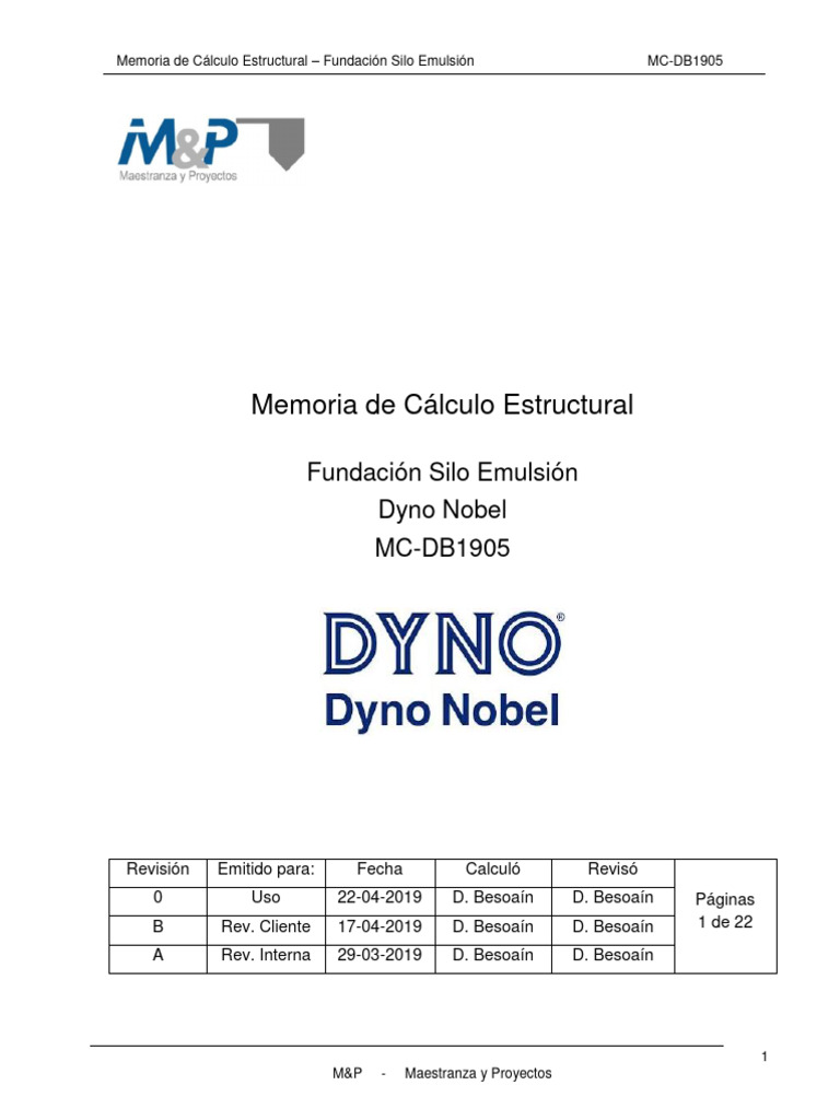 Cálculo Estructural Fundación Silo Emulsión | PDF | Hormigón ...