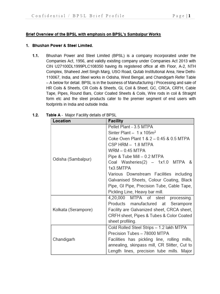 BPSL Brief Profile | PDF