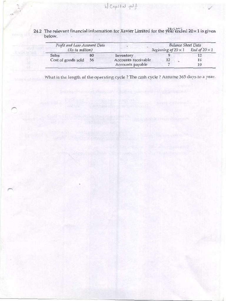 W Capital Problem As Per Elements of BM | PDF