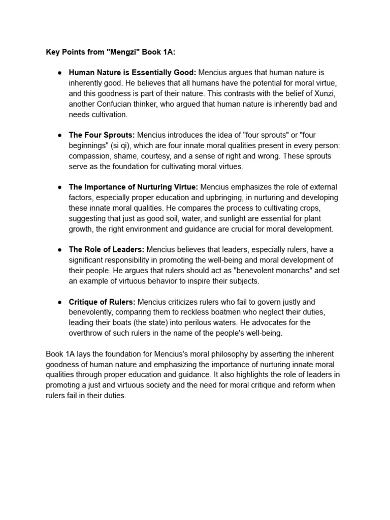 Mengzi Book 1A Notes | PDF
