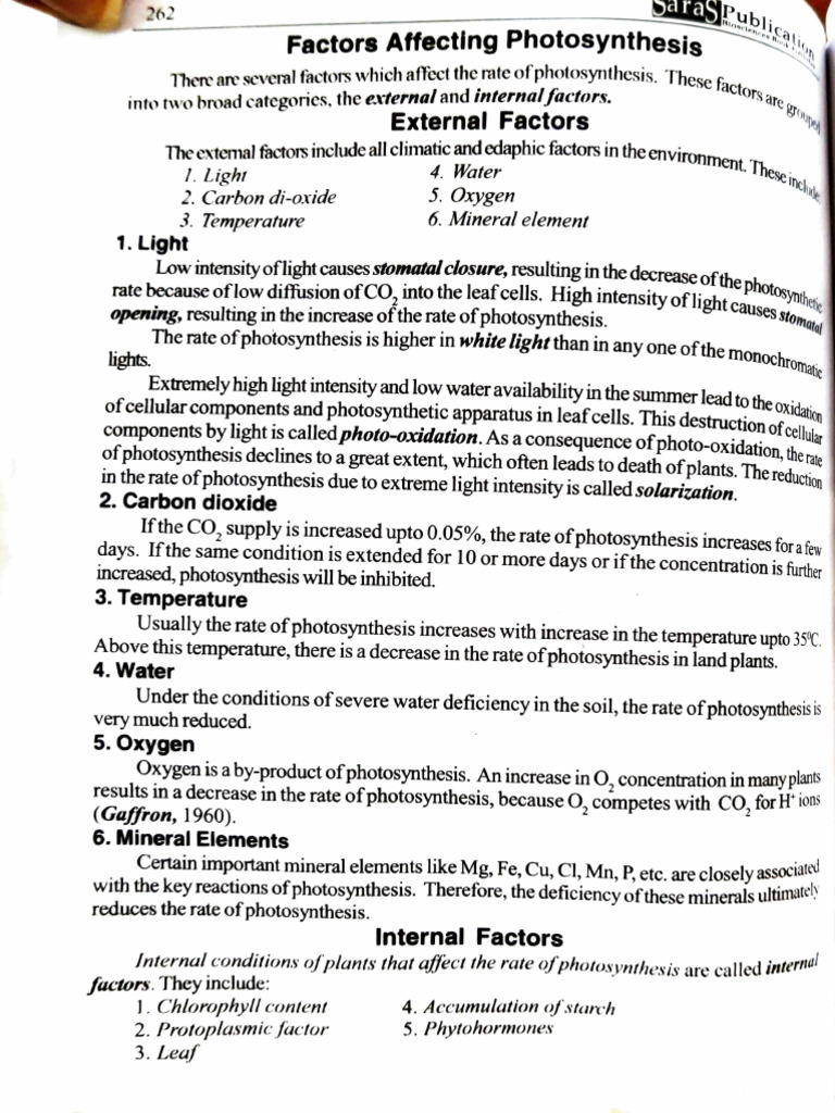 Favtors Affecting Photosynthesis | PDF | Photosynthesis | Stoma