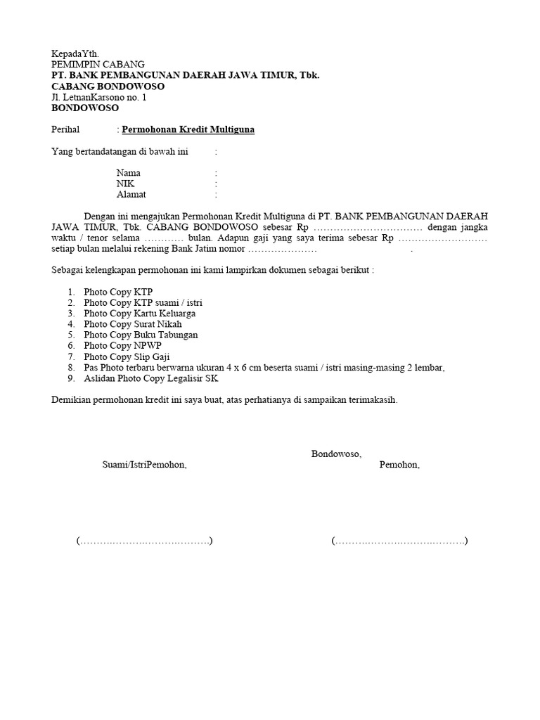 Blanko Permohonan KMG Wonosari | PDF